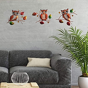 ORG Owl Trio Metal Wall Art Decoration For Harvest Thanksgiving Halloween, Owl Wall Plaque Sculpture Hanging for Garden,Patio,Living Room,Dining Room Bathroom , 3 Pack, ORANGE, 26*1.5*20 CM