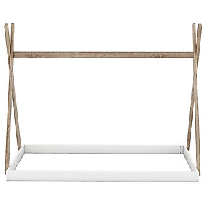 Merax Twin Wood Teepee Bed, Cute Floor Tent Bed for Kids Boys Girls,Easy Assemble White/Natural