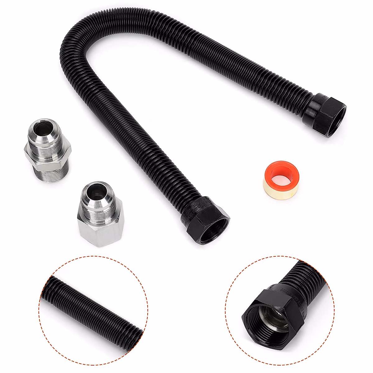 Stanbroil 3/4" x 18" Non-Whistle Flexible Flex Gas Line for Natural Gas or Liquid Propane Fire Pit and Fireplace