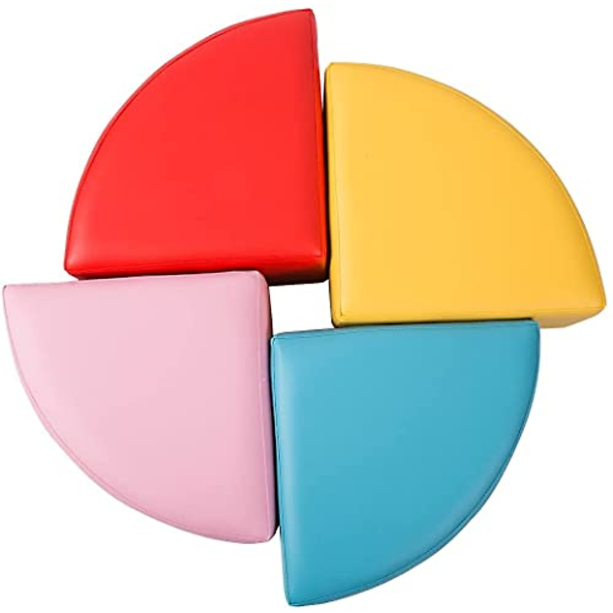 AIIT Kinlife Kids Table and Chair Set - 8PCS Soft Foam & PVC Seating Set Sofa Toddler Stools Colorful Table for Preschool Playroom Classroom Daycare