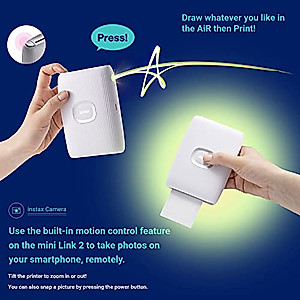 Fujifilm Instax Mini Link 2 Smartphone Printer Clay White + Fujifilm Instax Mini Twin Pack Instant Film and 20 Sticker Frames