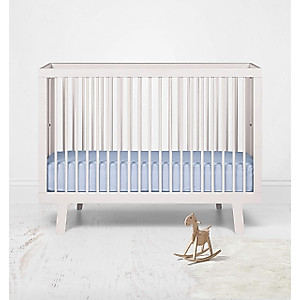 Bacati - ONE Solid Boys 100% Cotton Percale Universal Baby US Standard Crib or Toddler Bed Fitted Sheet (Light Blue)