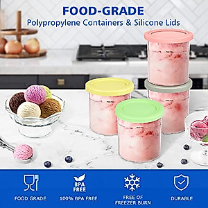 LOMILD 16oz. Extra Pint Containers, Replacement for Ninja Creami Pints And Lids-4 pack, Compatible with NC299AMZ NC301 NC300 Series, Dishwasher Safe & BPA-Free, Clear