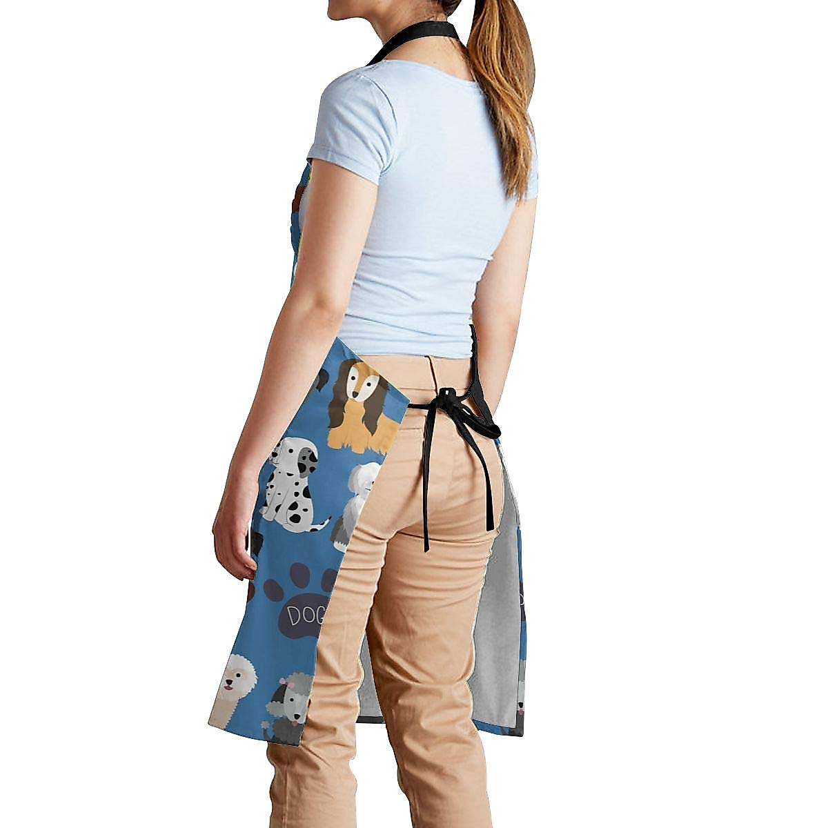 Duduho Cute Dogs Pets Apron with 2 Pockets Cooking Kitchen Bib Aprons for Women Men Unisex Adjustable Waterproof Stain Resistant