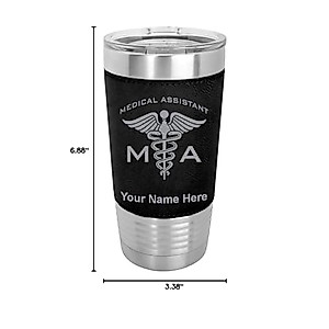 LaserGram 20oz Vacuum Insulated Tumbler Mug, MA Medical Assistant, Personalized Engraving Included (Faux Leather, Black)