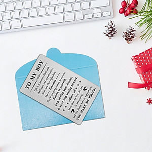DGXMD Gifts for Son - Son Engraved Wallet Card - Son Gifts for Birthday Graduation Christmas from Mom Dad Parents