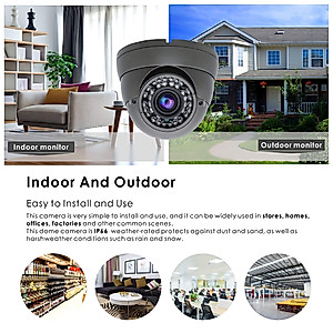 5MP 4MP Dome Super Hybrid Security Camera HD-TVI/CVI/AHD/960H CCTV Surveillance Security Camera 2.8-12mm Varifocal Lens Outdoor/Indoor 98ft IR Waterproof Day&Night Vision Dome Camera(Gray)