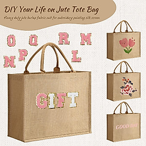 6 Pcs Burlap Jute Tote Bags Bulk Bachelor Party Large Blank Burlap Bags with Handles 6 Pairs Heart Shaped Glasses White Heart Glasses 2 Sets A-z Iron on Letter Patches Glitter Border Repair Patches