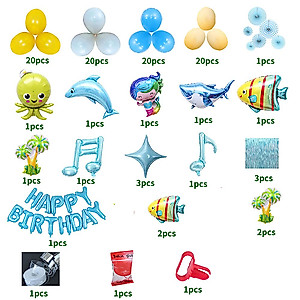 Under the Sea Party Decorations - Ocean Birhday Party Decorations Baby Shark Birthday Decorations Ocean Themed Under the Sea Balloon Arch for Baby Shower