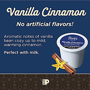 Peet's Coffee, Flavored Coffee K-Cup Pods for Keurig Brewers - Vanilla Cinnamon 22 Count (1 Box of 22 K-Cup Pods)