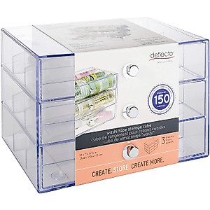Deflecto 3 Transparent Storage Cube Drawer Organizer, 7" x 10" x 6.8", Clear