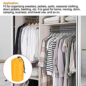 PATIKIL Clothes Storage Drawstring Bag, 2 Pack Medium Size Clothes Blankets Organizer Bag with Strap for Camping Travel, Yellow