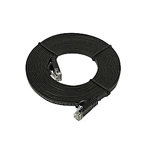 Monoprice - 109551 Cat5e Ethernet Patch Cable - Network Internet Cord - RJ45, Flat,Stranded, 350Mhz, UTP, Pure Bare Copper Wire, 30AWG, 14ft, Black