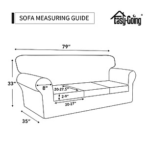 Easy-Going 4 Pieces Stretch Soft Couch Cover for Dogs - Washable Sofa Slipcover for 3 Separate Cushion Couch - Elastic Furniture Protector for Pets, Kids (Sofa, Dark Gray, Large)