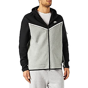 Nike Men's Sportswear Fleece Full-Zip Hoodie CU4489 010, Black/Dark Grey Heather/White, XX-Large