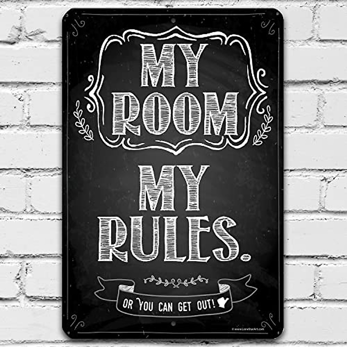My Room My Rules - Metal Sign - Cute Decor for Teen Room Aesthetic, Stuff for College Dorm Room Essentials - Cheap Gift Under $20 (8" x 12")