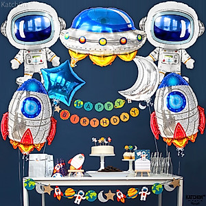 KatchOn, Large Astronaut Space Balloons Set - 37 Inch, Pack of 7 | Space Themed Balloons for Space Birthday Decorations | Outer Space Balloons | Astronaut Balloons for Space Themed Party Decorations