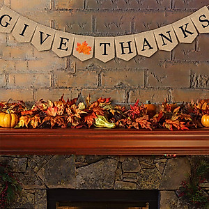 Give Thanks Banner, Thanksgiving Decorations Burlap Banner Thanksgiving Decor Friendsgiving Party Home Decoration