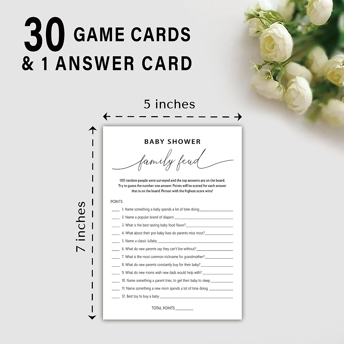 Baby Shower Family Feud Game - Pack of 30 Game Cards 1 Answer Key, Baby Shower Game for Boy & Girl, Gender Neutral Baby Shower Decorations, Baby Feud Game Supplies-07