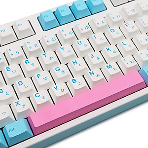 MOLGRIA Milk Cover Keycaps, PBT Keycaps 140 Set for Gaming Keyboard, Cherry Profile Dye Sublimation Custom Keycaps Japanese Font for Gateron Kailh Cherry MX 104/87/74/61 60 Keyboard ANSI Layout