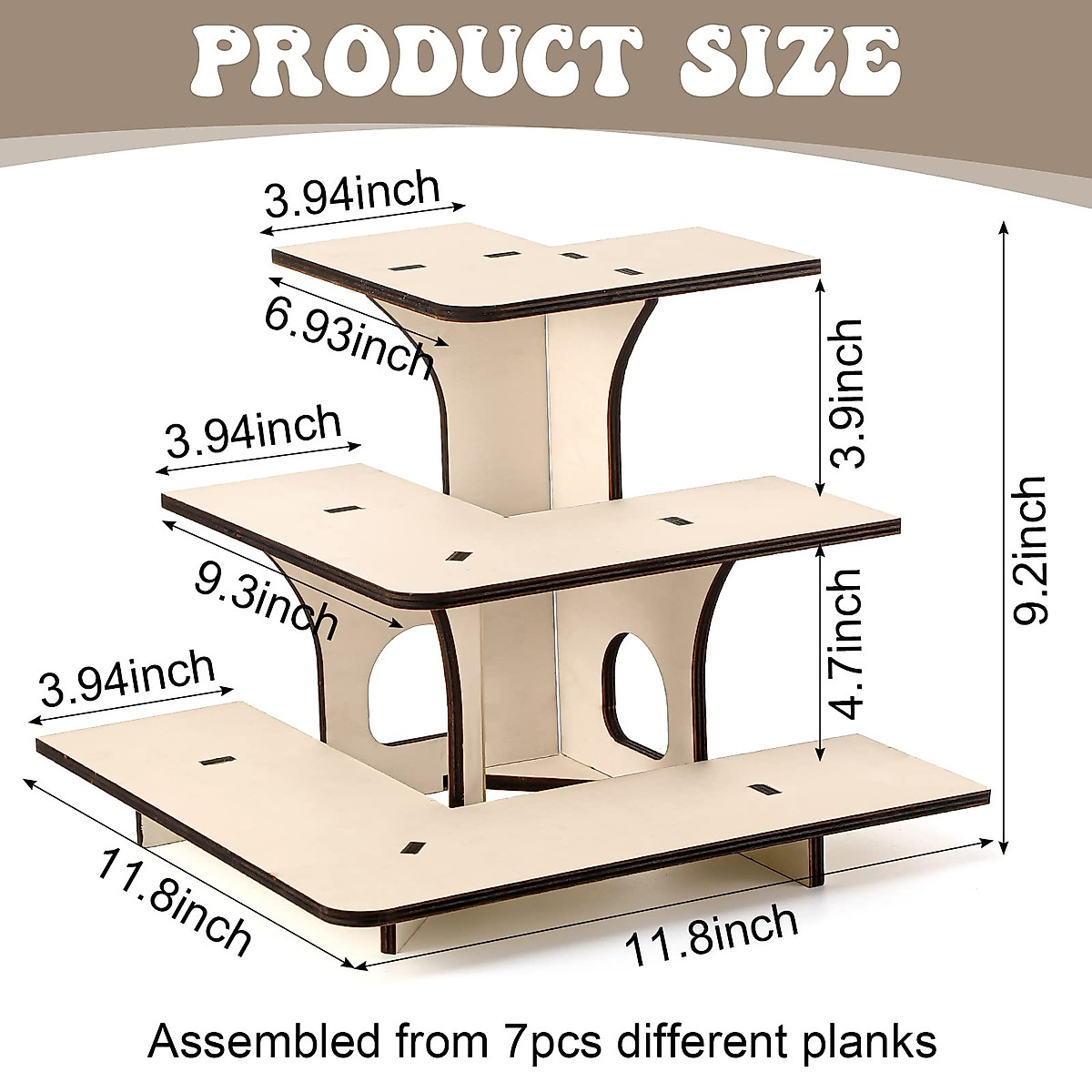 3 Tier Retail Table Display Corner Stand with Shelves for Products Portable 3 Step Corner Display Rack for Retail Tabletop, Counter Top, Craft Shows, Farmers Market, Trade Shows