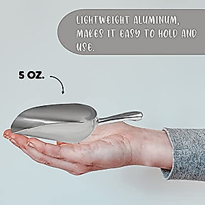 Cast Aluminum Utility Scoop, 5-Ounce - Round Bottom, Small ice scoop For Multi-Purpose Use, With Finger Groove Handle (Hand Wash Only) 5 oz.
