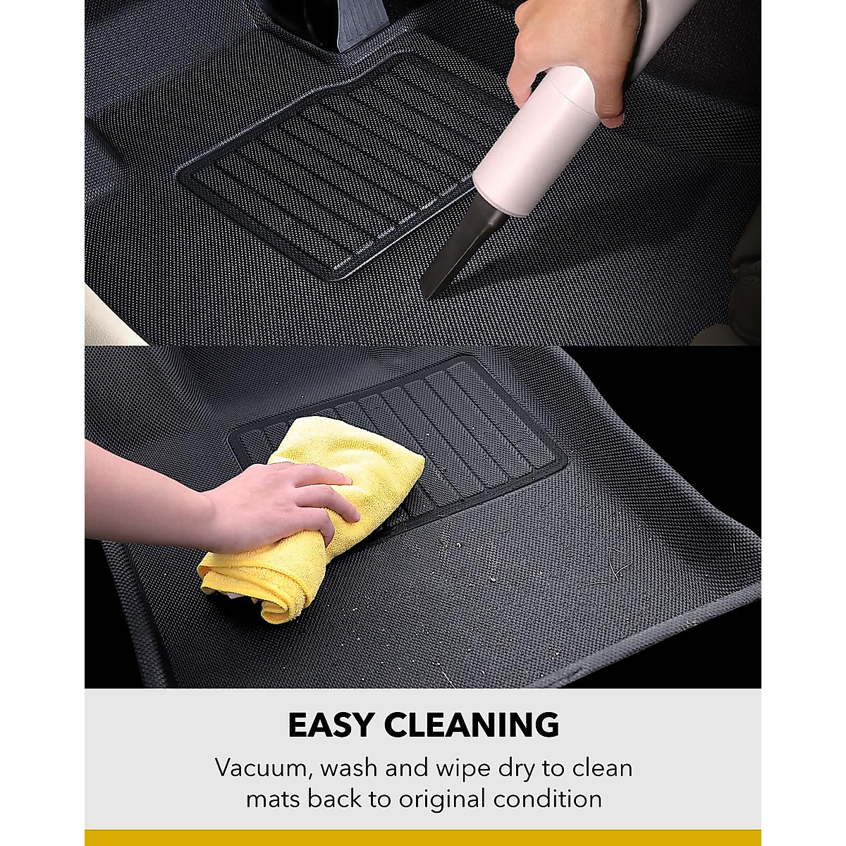 3D MAXpider Custom Fit Kagu Floor Mat (Black) Compatible with Ford Mustang Mach-E 2021-2024 - Full Set