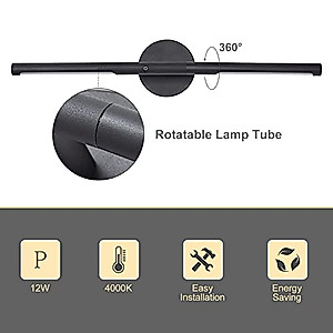 LINSEEDS Matte Black Bathroom Light Fixtures Over Mirror, 23.6 Inch 360° Rotatable Led Vanity Light Bar, Sconces Wall Lighting, 4000K Led Bathroom Lights, Modern Bathroom Vanity Lights Above Mirror