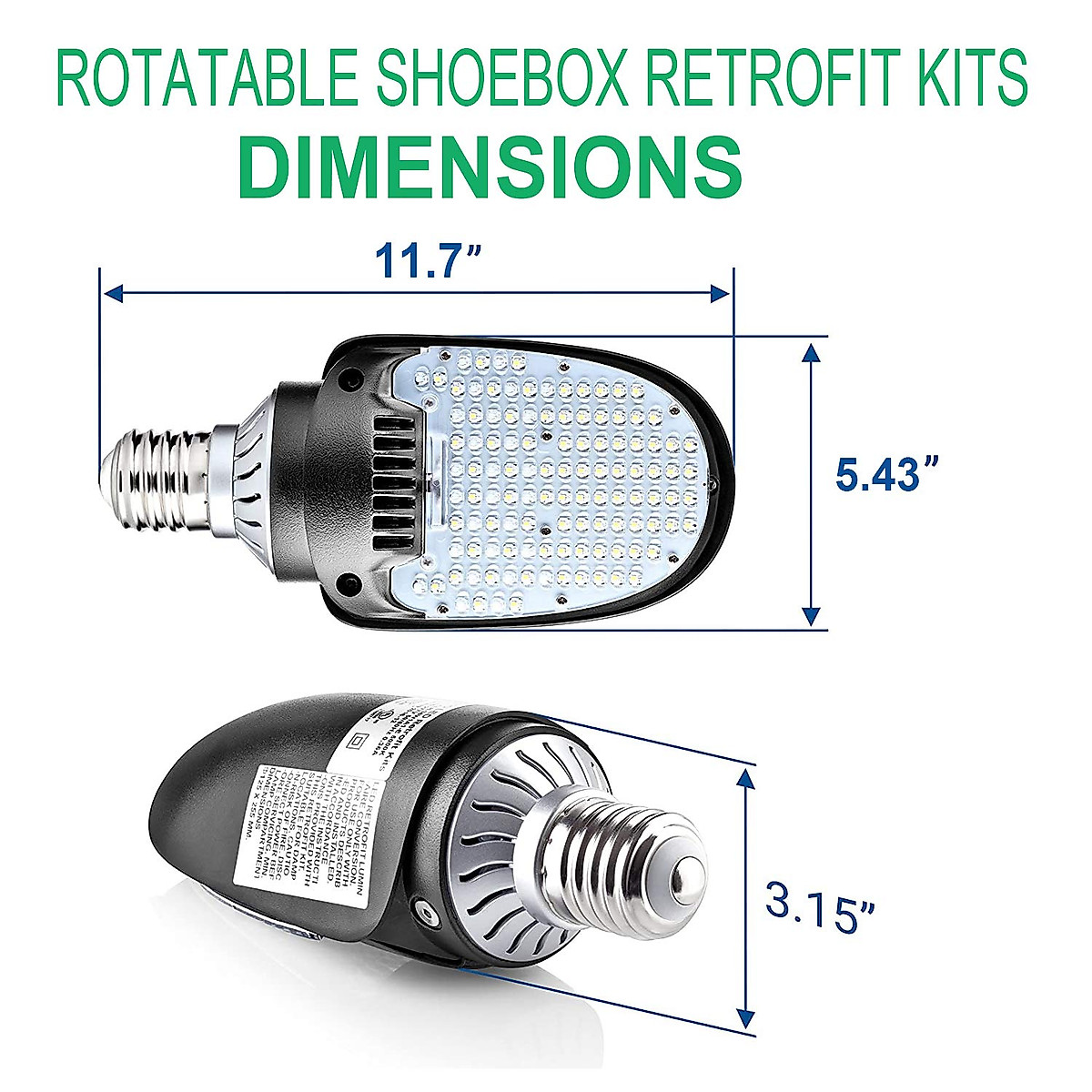 OSTEK LED Shoebox Area Corn Light Bulb 115W LED Retrofit Kits 5000K E39 Rotatable Mogul 16100LM LED Commercial Lighting - Post Street Light Security Lights Parking Light LED Paddle Bulb