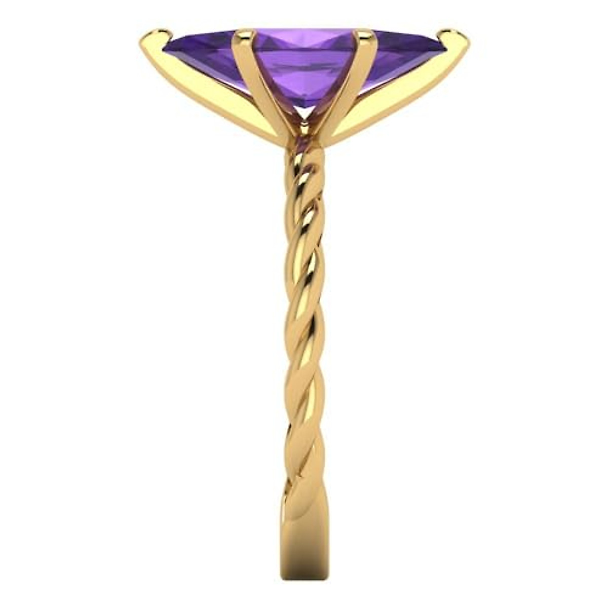 Clara Pucci 2ct Marquise Cut Custom Engraving Rope Twisted Knot Amethyst Engagement Wedding Solitaire W/Accent Ring 18K yellow Gold 6.5