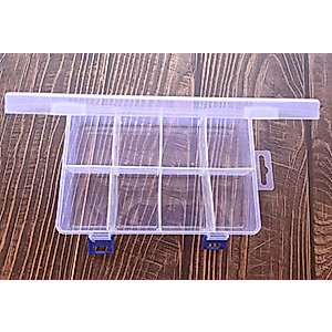 Clear Plastic Storage Box Compartments with Adjustable Dividers, Portable Transparent Beads Earring Jewelry Organizer Holder with Lid for Craft Nail Fishing Hooks Medicine Container Box, 8 Grids