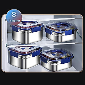 podafu stainless steel food containers with lids,Extra-thick type,HEAT-RESISTING,with 4 Locking Tabs, Microwave, Dishwasher, and Freezer Safe