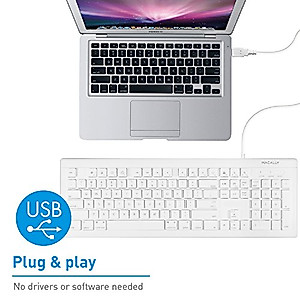 Macally 104 Key USB Wired Keyboard and Mouse Combo with Apple Shortcut Keys for Mac, iMac, Macbook, and Windows PC (MKEYECOMBO), White