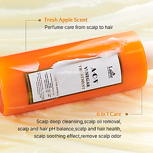 LA'DOR Apple Cider Vinegar Clarifying Treatment w/Tea Tree Sub-Acidic pH-balanced - Glossy Shine Refreshing for Greasy Dandruff Oily Scalp Hair Free of Silicone Paraben Sulfate 14.5 Fl Oz LADOR Korea