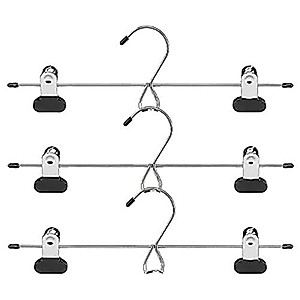 Whitmor Ebony Chrome Add-On Skirt/Slack Hanger, Set of 3