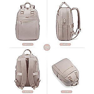 LOVEVOOK Laptop Backpack for Women 17 Inch Travel Backpack Purse, Work Business Computer Bag with USB Port, Large Capacity Waterproof Travel Bags Casual Daypacks, Light Dusty Pink