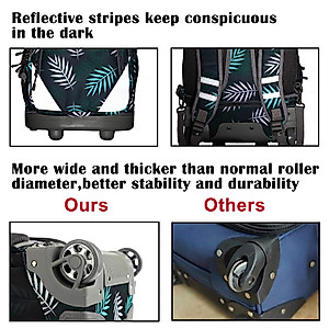 WEISHENGDA 18 inches Wheeled Rolling Backpack Multi-Compartment College Books Laptop Bag, Leaves.
