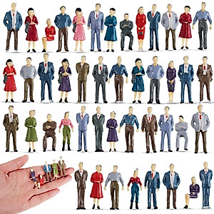 Juexica 30 Pcs Mini People Figurines 1: 50 Scale Model Trains Architectural Painted People Figures Tiny People Plastic Miniature Figurines Sitting Standing People for Miniature Scenes (Vintage Style)