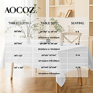Aocoz White Tablecloth - Rectangle 90 x 132 Inch Stain-Wrinkle Resistant Washable Tablecloth Decorative Table Cover for Dining Table Parties, Wedding