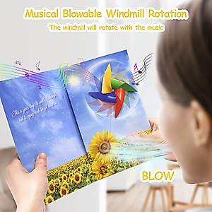 VIVIKEN Musical Birthday Card, Blowable Sunflower Rotatable Pinwheel Happy Birthday Cards with Music and Cheers Sound, Funny Greeting Cards Birthday Gifts for Kids, Women, Daughter, Mom, Grandma,