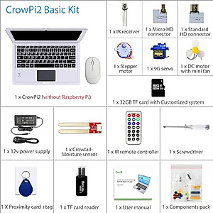 Crowpi2 Laptop for Raspberry Pi, Compatible with Raspberry Pi 4 Programming Learning Kit for Kids Adult - Basic Kit, RPI Not Included