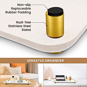 Urbeyn Instant Dry Sink Organizer Eco-Friendly Non-Slip Stainless Steel Gold Tone Riser Anti-Rust Feet - Diatomite Stone Tray with Long-Term Maintenance Care Pad Included (White)