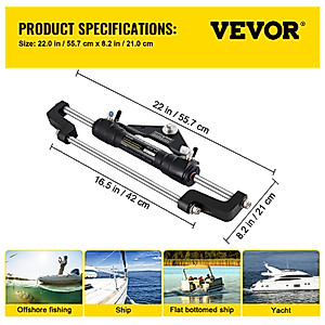 VEVOR Hydraulic Steering for Boats 300HP, Outboard Hydraulic Steering Cylinder HC5358-3 & HC5345-3, Front Mount Without Helm Pump or Steering Hose