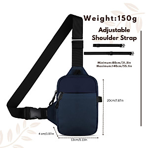 USHAKE Mini Sling Bag for Men Women - Small Crossbody Bag Casual Phone Chest Bag for Hiking Traveling Gifting Blue