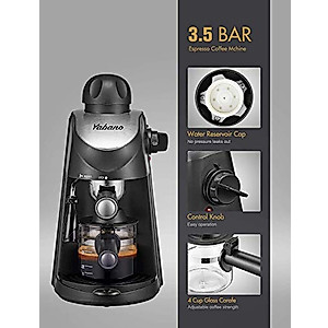 Yabano Espresso Machine, 3.5Bar Espresso Coffee Maker, Espresso and Cappuccino Machine with Milk Frother, Espresso Maker with Steamer