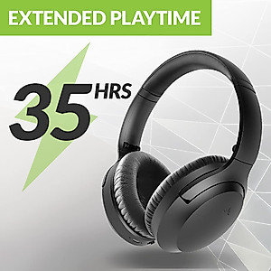 Avantree Aria 90B Bluetooth 5.0 Noise Cancelling Headphones with Microphone & USB Adapter for PC Computer Laptop Mobile Phones, 35Hrs Comfortable Wireless Headset for Music & Calls, Work from Home