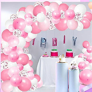 90pcs Pink Balloons Set 12 inch Latex Hot Pink Light Pink White Confetti Latex Balloons for Valentine's Day Decorations Birthday Party Bridal Wedding