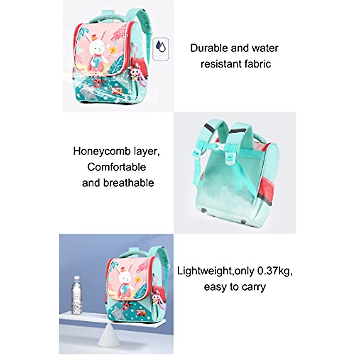 JiaYou Unisex Preschool Backpack Kindergarten Cartoon bag Girls Boys Daypack(Yellow Rabbit,10 Liters)