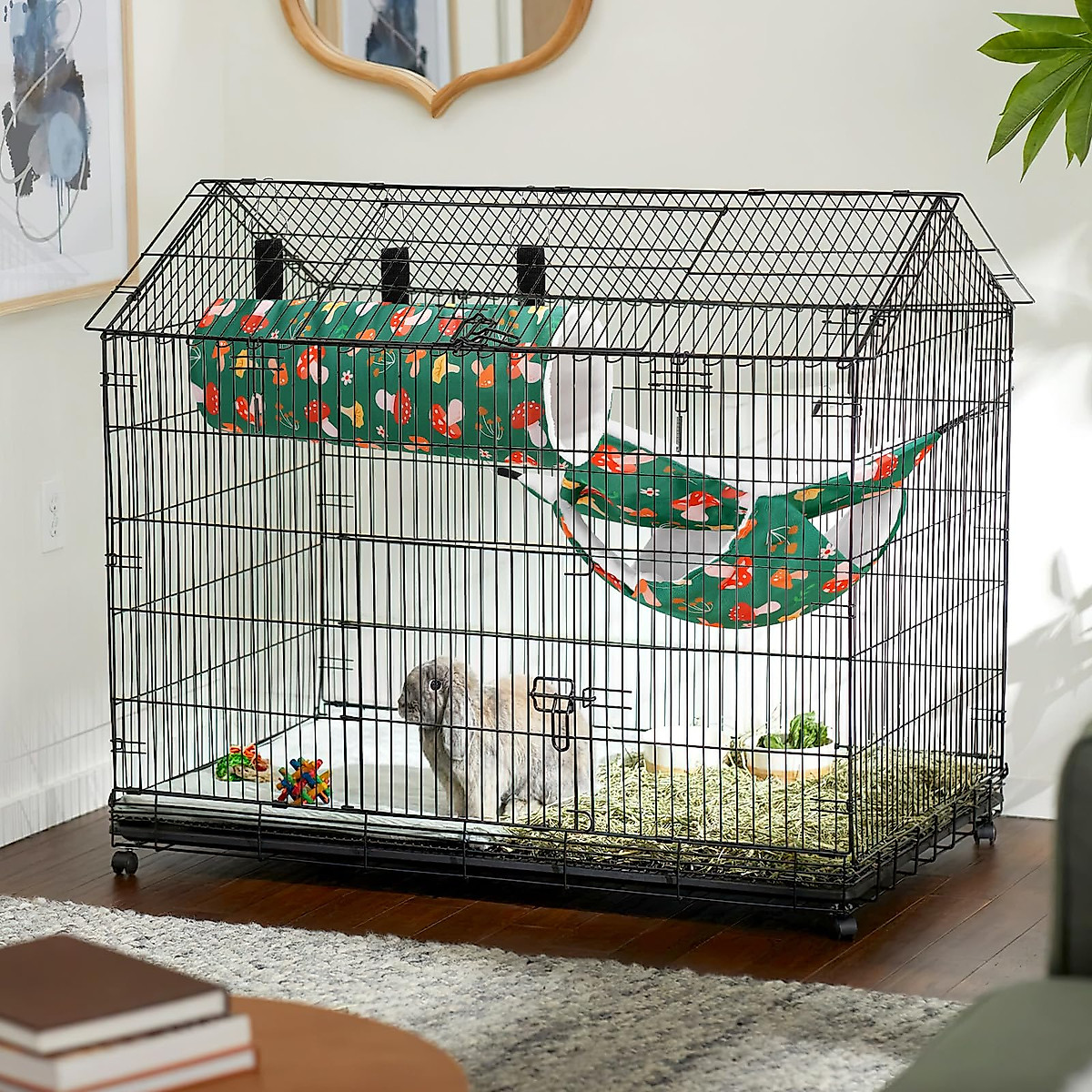 Mushroom Guinea Pig Rat Hammock and Hideout Bed Hamster Ferret Hanging Hammock and Tunnel Tube Soft Cage Accessories for Small Animals Chinchilla Sugar Glider Squirrel Sleep Play Hide In Fungi Design