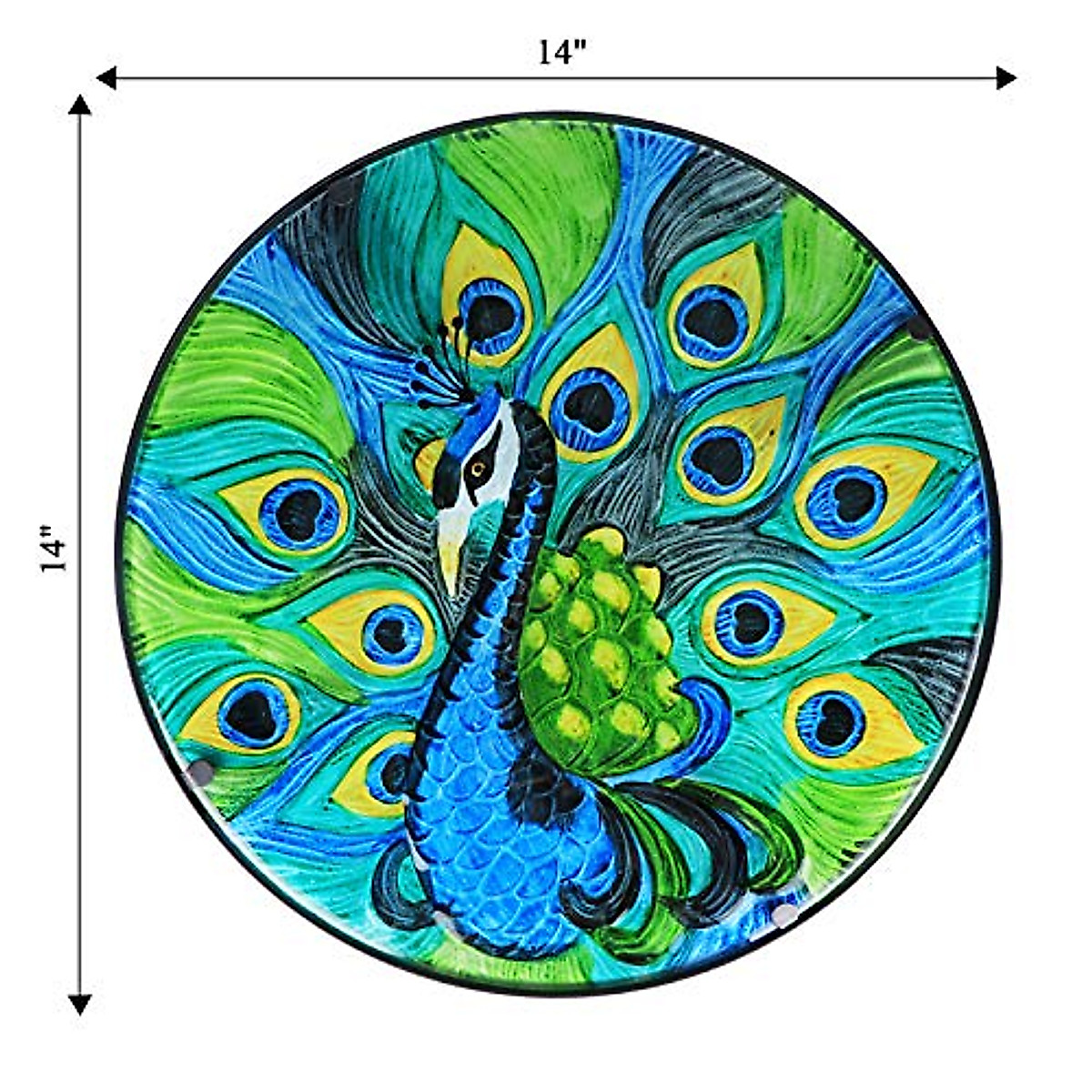 VCUTEKA Patio Side Table Plant Stands Outdoor Accent Table Small Mosaic Table Glass Top Round Balcony Coffee Table